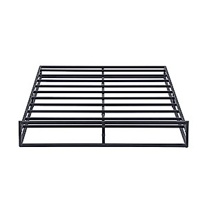 Oleesleep 6 Inch Dura Metal Platform Bed Frame with Footboard, Black