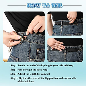 Mozeat Lens 6 Pcs Adjustable Hip Elastic Belt, Elastic Band for Sewing Pant Waist Tightener Pant Elastic Belt Clip Women Men Back Cinch for Jeans Pants Dresses