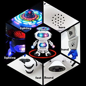 360 Rotating Smart Space Dance Robot Electronic Walking Toys