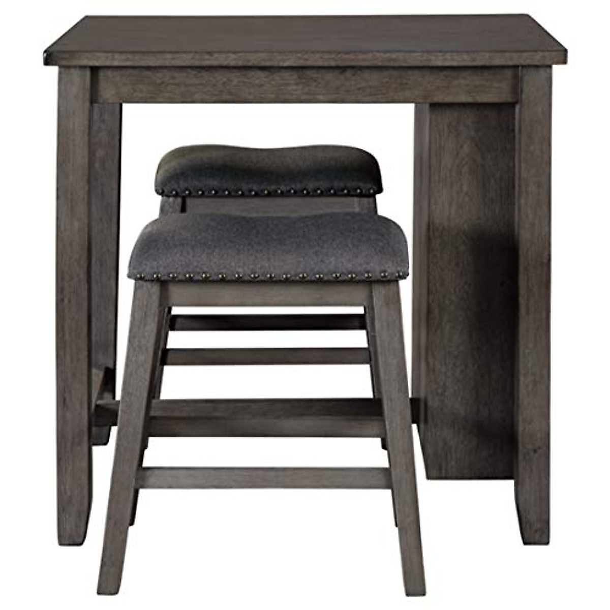 Signature Design by Ashley Caitbrook Counter Height Dining Room Table Set with 2 Upholstered Barstools, Gray