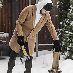 OZERO Thermal Gloves Winter Snow Cold Proof Work Glove Warm Polar Fleece Insulated Artificial Lamb Wool for Women and Men Medium Black