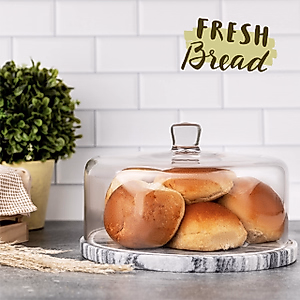 Galashield Marble Cake Stand with Dome | Cake Plate with Glass Dome Cake Cover