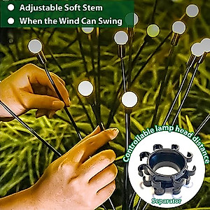 4 Pack Solar Firefly Garden Lights with Seperator, HXWEIYE 8LED Swaying Solar Lights Warm White with 2 Lighting Modes, Sway at Breeze. Waterproof Solar Outdoor Lights for Outside,Patio,Yard,Xmas