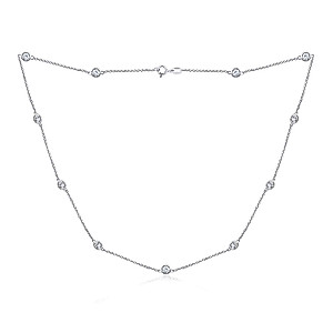 Amazon Essentials Platinum Plated Sterling Silver Station Necklace set with Infinite Elements Cubic Zirconia (4mm), 18" (previously Amazon Collection)