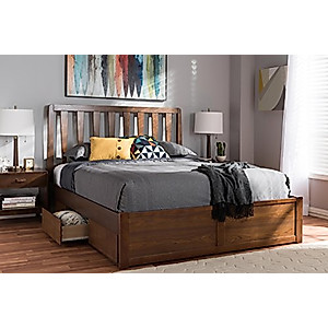 Baxton Studio Garonne Storage Platform Bed, Queen, Walnut Brown