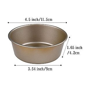 XZJMY 4Pack Mini Pie Pan 4-Inch Round Cake Pans Round Carbon Steel Cake Baking Pan,Air Fryer Hamburger Moulds for Muffins Egg Puddings Bread (Gold)