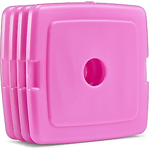 Cool Coolers by Fit & Fresh 4 Pack Slim Ice Packs, Quick Freeze Space Saving Reusable Ice Packs for Lunch Boxes or Coolers, Purple