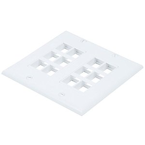 Monoprice 106837 2-Gang Wall Plate for Keystone 12 Hole - White