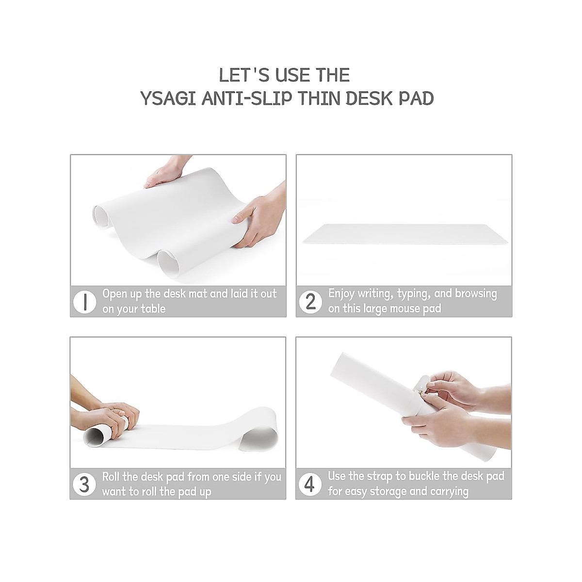 YSAGi Non-Slip Leather Desk Pad, Waterproof Laptop Computer Desk Keyboard Mat, Table Protector Blotter Mat, Large Mouse Pad for Office/Work/Home/Decor(White, 23.6" x 13.7")