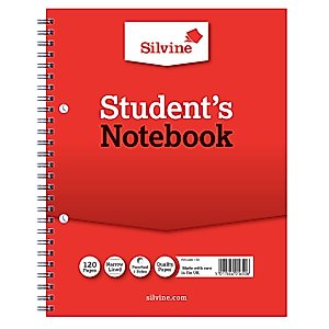 Silvine 9x7" Twin Wire Student's Notebook. 120 Pages Ruled 6mm Feint