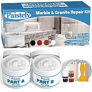 Marble and Granite Repair Kit, Tintable Porcelain Repair Kit, Quartz Countertop Repair Kits for Marble, Quartz, Resin, Acrylic, Granite and More (Color Match)
