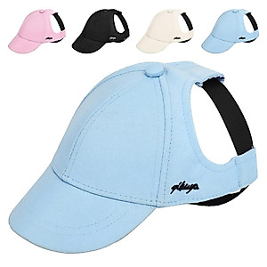 Yikeyo Dog Hat for Small Dogs Dog Sun Hats with Ear Holes, Pet Puppy Baseball Cap for Summer Dog Visor Caps (Small, Blue)