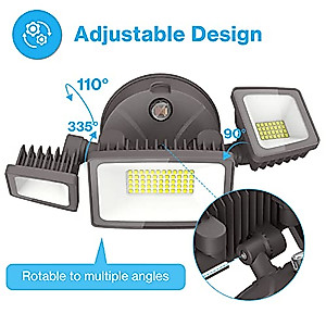 Olafus 55W Flood Lights Dusk to Dawn Outdoor Lighting, IP65 Waterproof LED Security Light with Photocell, 5500LM Dusk Dawn Outside Light, 6500K Brown Exterior Floodlight for Yard Garden Porch Backyard