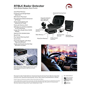 Uniden R7 Extreme Long Range Laser/Radar Detector, Built-in GPS w/Real-Time Alerts, Dual-Antennas Front & Rear w/Directional Arrows, Voice Alerts, Red Light and Speed Camera Alerts - Matte Black