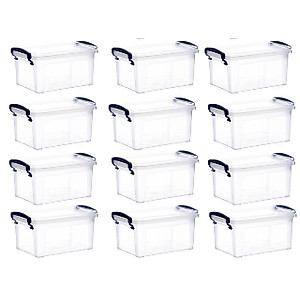 Superio Clear Storage Bins with Lids, Stackable Storage Box with Latches and Handles, Extra Small, 12 Pack 2 Quart