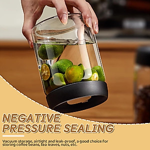 La Llareta 1200ml/42.3oz Vacuum Glass Coffee Storage Jar, Borosilicate Glass Canister, Sealed Container with ABS Lid, for Coffee, Spices, Biscuits