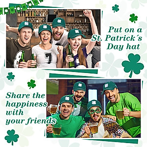 4 Pcs St. Patrick's Day Baseball Hat Shamrock Baseball Cap Irish Hat Clover Embroidered Hat Irish Gifts for Men Women (Green)