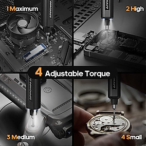 AM ARROWMAX Power Screwdriver, Cordless Mini electric screwdriver set, 34 Magnetic Precision Bits, 4 Gears Torque, Rechargeable Portable Repair Tool Kit for Electronics Laptop Glasses Watch (SES)