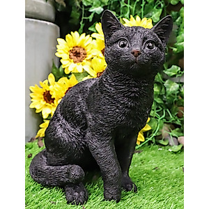 Ebros Large Lifelike Pawing Mystical Black Cat Statue 11.75" Tall with Glass Eyes Hand Painted Realistic Feline Cat Figurine Crazy for Cats Decor Sculpture Home Decorations Pet Memorial