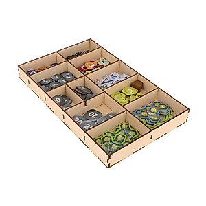 The Broken Token Ark Nova Compatible Game Organizer - Wood Storage Box with Multiple Trays for Cards, Bids, Players & More - Unofficial Wooden Game Organizer