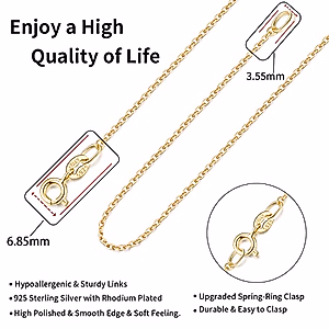 Jewlpire 18k Over Gold Chain Necklace for Women Girls, 1.2mm Cable Chain Gold Chain for Women Sturdy & Shiny Women's Chain Necklaces, 18 Inches
