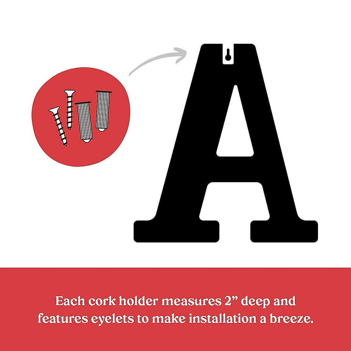 Wine Cork Holder - Metal Monogram Letter (C), Brushed Metal, Large | Wine Lover Gifts, Housewarming, Engagement & Bridal Shower Gifts | Personalized Wall Art | Home Décor