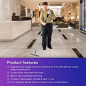 3M Easy Scrub Express Flat Mop Tool With Pad Holder, 16", 1/case