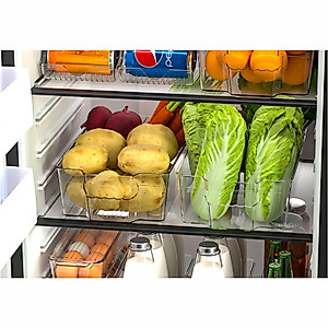 Cq acrylic Fridge Organizer,BPA-Free Clear Plastic Refrigerator Organizer Bins with Handle for Cabinet, Kitchen, Countertops, Cupboard, Freezer Organization, Set of 8, Large, 8PCS-Zuhe Box