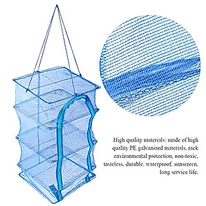 Mesh Drying Net, PE Collapsible Mesh Hanging Drying Net Anti-Fly Cage Dry Food Storage Carrying Bag for Environmentally and Scientifically Protect Dry Dried Fish and Dried Vegetables (35cm)