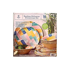 Member's Mark Melamine Dinnerware Set 18Pc BPA Free Dishwasher Safe Color Block
