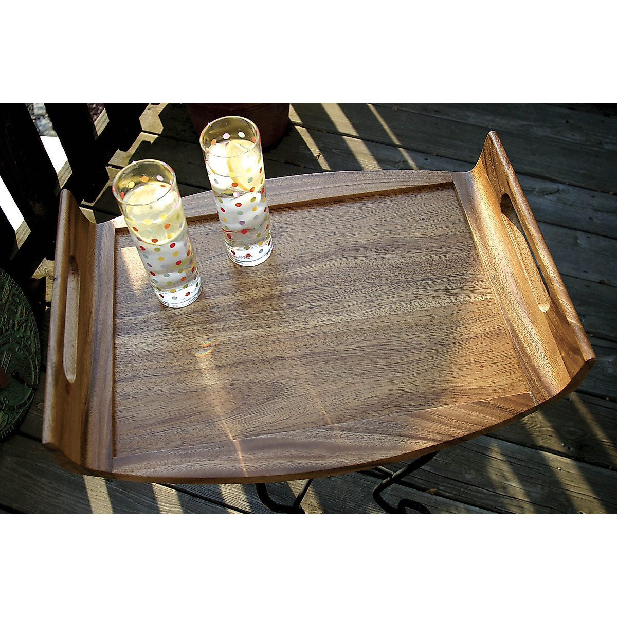 Lipper International Acacia Reversible Serving Tray, 20.75" x 15.38" x 3.5"