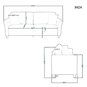 FREESNOOZE 81.5'' Linen Upholstered Sofa, Modern 3 Seater Sofa Couch with Back Cushions and 2 toss Pillows for Living Room/Bedroom/Apartment(Dark Blue)