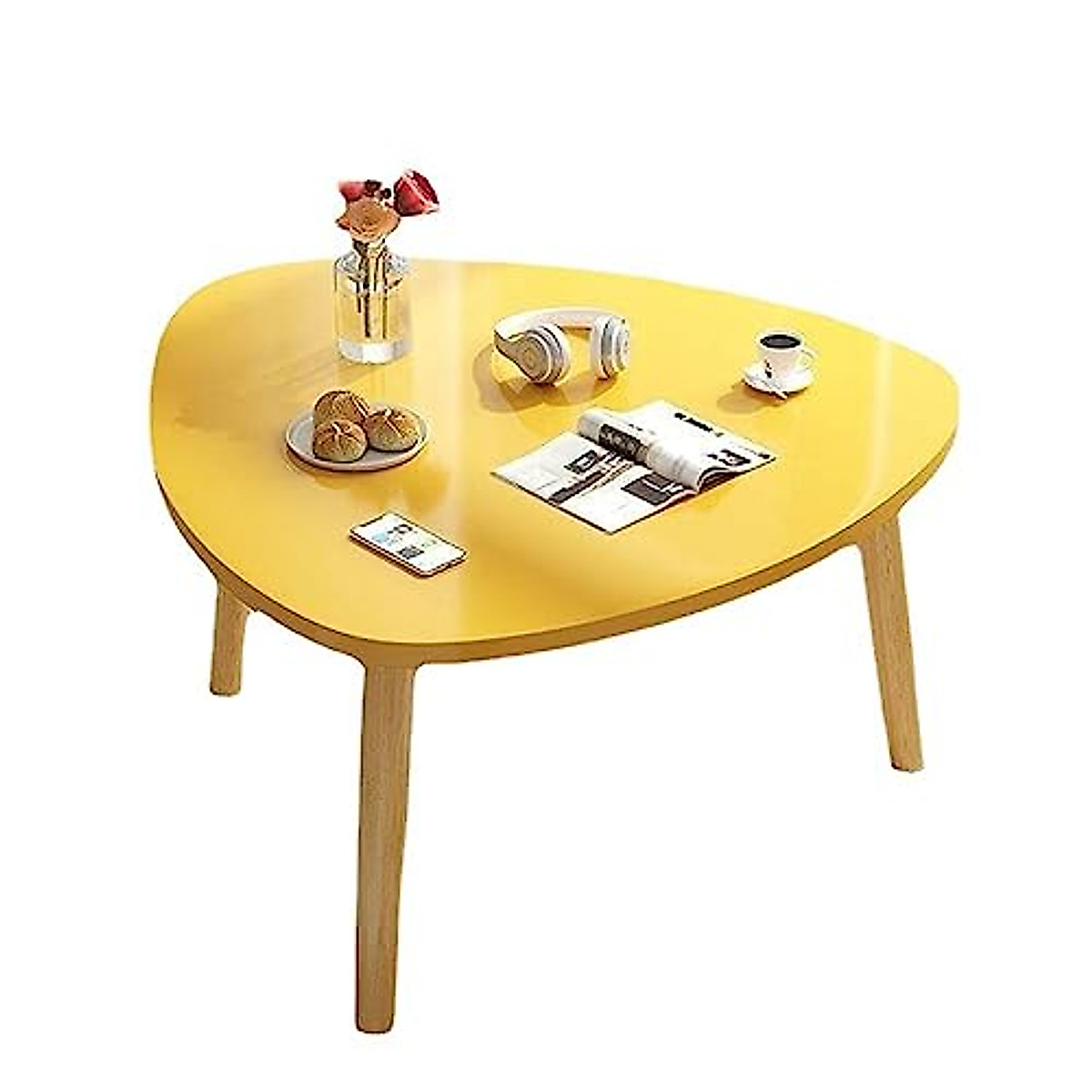 ZXWCYJ Small Triangles Coffee Table for Small Space Mid Century Modern Coffee Table for Living Room Center Table Minimalist Display Coffe Table,Suitable for Living Room, Bedroom,Yellow