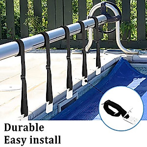 Gekufa Pool Cover Straps, Solar Cover Reel Strap kit for In-Ground Swimming Pools, Including 8 Straps with Hoop and Loop Tapes, 8 Fastener Plates, 8 Buckles