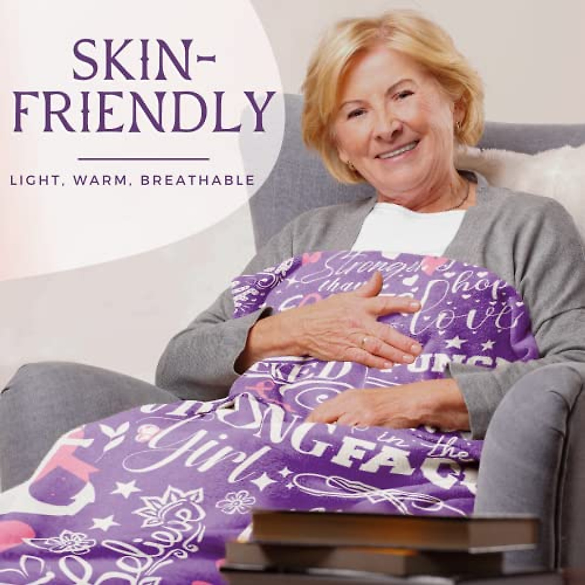 InnoBeta Cancer Survivor Gifts for Women, Flannel Throw Blankets Cancer Gifts for Women Girls, Super Soft & Skin-Friendly, Best Gifts for Cancer Patients, Perfect Get Well Soon Gifts, 50” x 65”