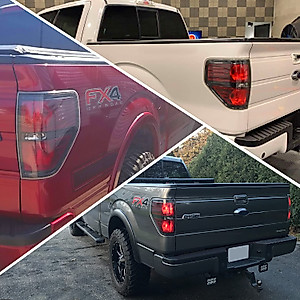 GORWARE Tail Light Assembly Pair of LH & RH Taillight Compatible with 2009-2014 Ford F-150 Pickup Truck Tail Light Rear Brake Lamp Left & Right Side W/Black Trim Red Lens Housing