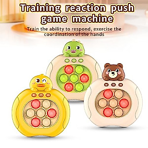 Quick Push Game Console , Electronic Fidget Light-up Sensory Games Travel Handheld Game Bubble Birthday Gifts for Age 5 6 7 8 9 10-12 Year Old Girl Boys (Yellow Duck)