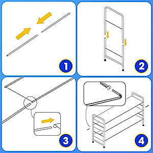 Ulimart 3 Tier Shoe Rack Shoe Rack For Closet,Upgraded Metal Long Shoe Rack Organizer,Easy Assembly Stackable Fabric Shoe Shelf Shoe Organizer For Closet For Bedroom Floor Dorm Room,Sliver