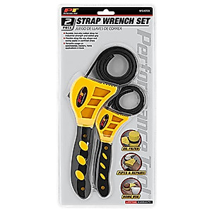 Performance Tool W54059 2-Piece Strap Wrench Set, 2pc Adj Wrench | 3/8" to 6-1/2"