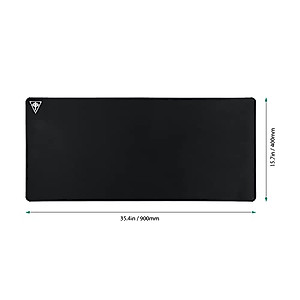Large Extended Gaming Mouse Pad with Stitched Edges, (35.4X15.7X0.18In) Durable Non-Slip Natural Rubber Base, Waterproof Computer Keyboard Pad Mat for Esports Pros, Gamer, Desktop Office, Home-Black