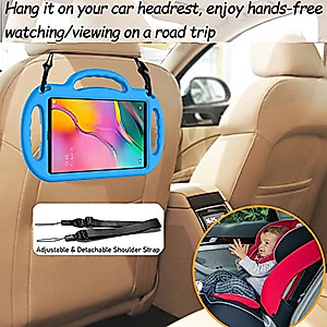 LTROP Kids Case for Samsung Galaxy Tab A 10.1 Model SM-T510/T515, Light Weight Shockproof Shoulder Strap Handle Stand Kid-Friendly Bumper Case for Galaxy Tab A 10.1" Tablet - Blue