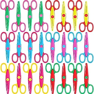 24 Pack Craft Scissors Decorative Edge Bulk 5 Inch Zig Zag Scissor for Kids Teachers Paper Scrapbooking Design School Supplies Wave Lace Edge Cutters