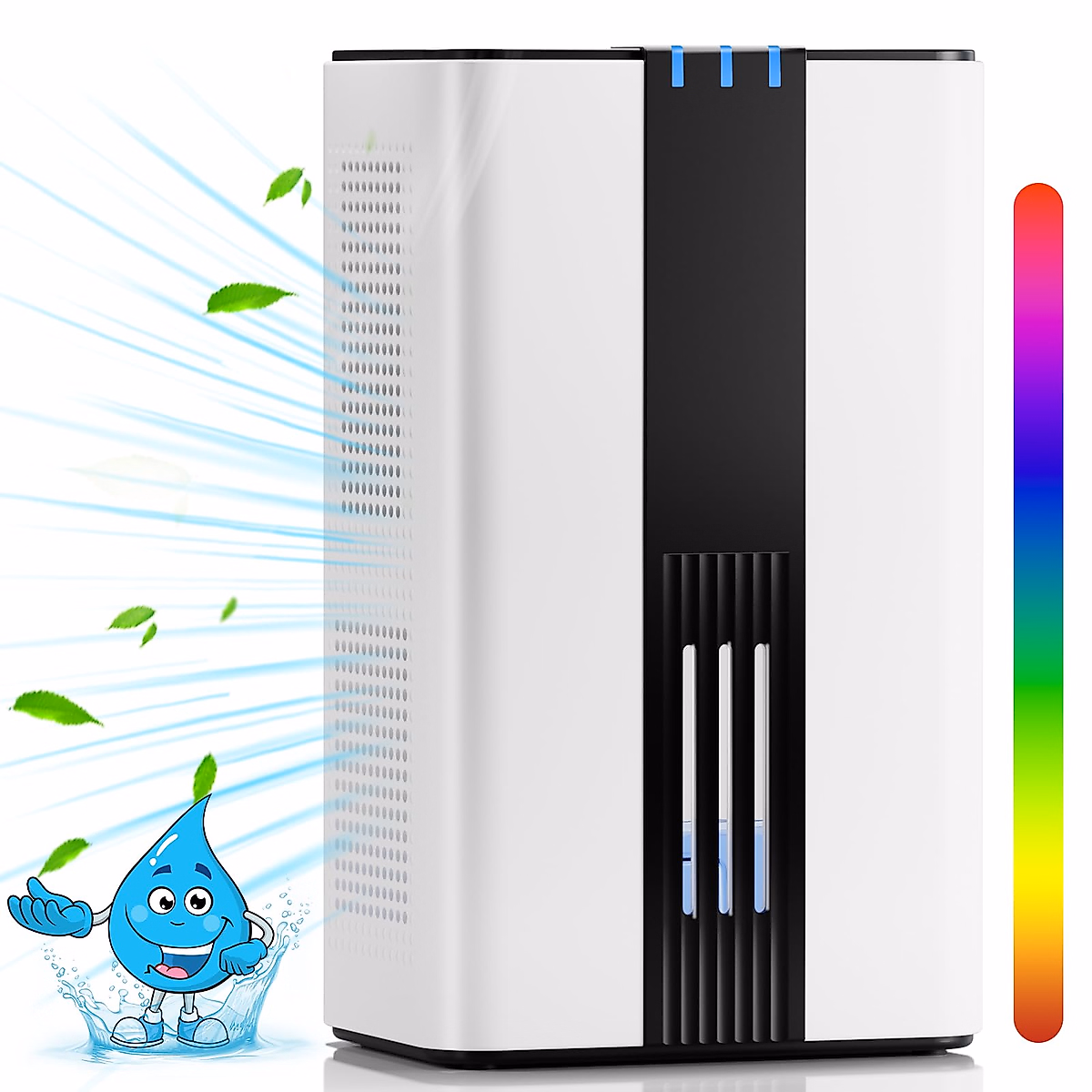 COLAZE Dehumidifiers for Home, 850 Sq.Ft Dehumidifier for Room Bathroom Bedroom RV Closet, 85 OZ Water Tank, Two Working Modes with Auto Shut Off, 7 Colors LED Light