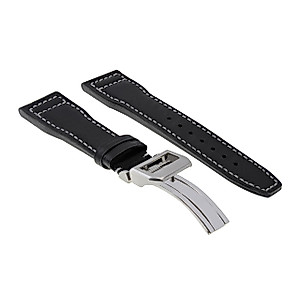 Ewatchparts 23MM LEATHER WATCH STRAP BAND COMPATIBLE WITH IWC PORTUGUESE PILOT AQUATIMER CLASP BLACK WS