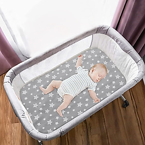 Bedside Sleeper Bassinet Sheets 2 Pack Compatible with Mika Micky & MiClassic & Milliard Bassinet, Fit Most Bedside Sleeper Bassinet Mattress, Grey&White