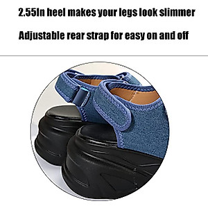 pearlzone Women Adjustable Hook Ring Platform Sandals Slides,Summer Outdoor Wedge Walking Hiking Sandal,Beach Casual Chunky Open Toe Athletic Sandal (blue,7)