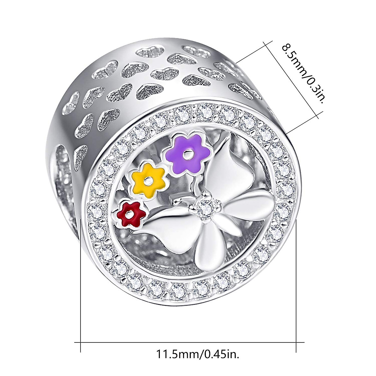 KINGWHYTE Buttefly Charm Beads S925 Sterling Silver Butterfly Beads Diy Pendant Charm Beads Jewelry Gifts for Women