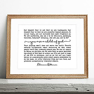 Our Deepest Fear Wall Art, Inspirational Quotes, Motivational Art Print, You Are A Child of God, 8 x 10 Inches Unframed