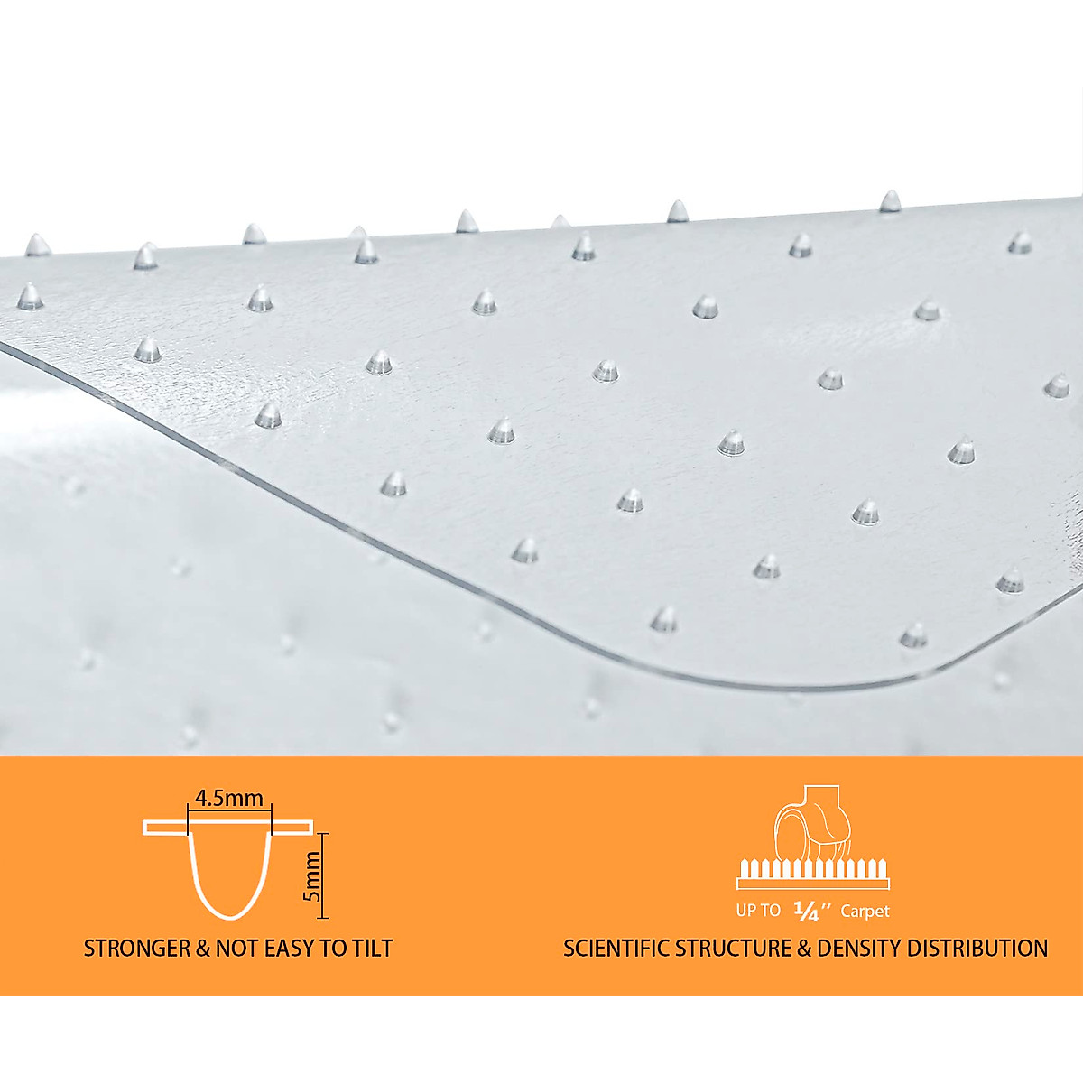 Naturehydro Office Chair Mat for Carpeted Floors - 48" x 48" Plastic Floor Mat for Low Pile Carpet, Easy Glide Rolling Computer Desk Chair Mat, BPA and Phthalates Free (Square)