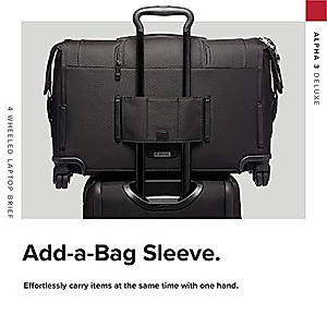 TUMI Alpha 3 Deluxe 4-Wheel Laptop Case Briefcase - Features Built-In USB Port - 17-Inch Computer Bag for Men and Women - Black